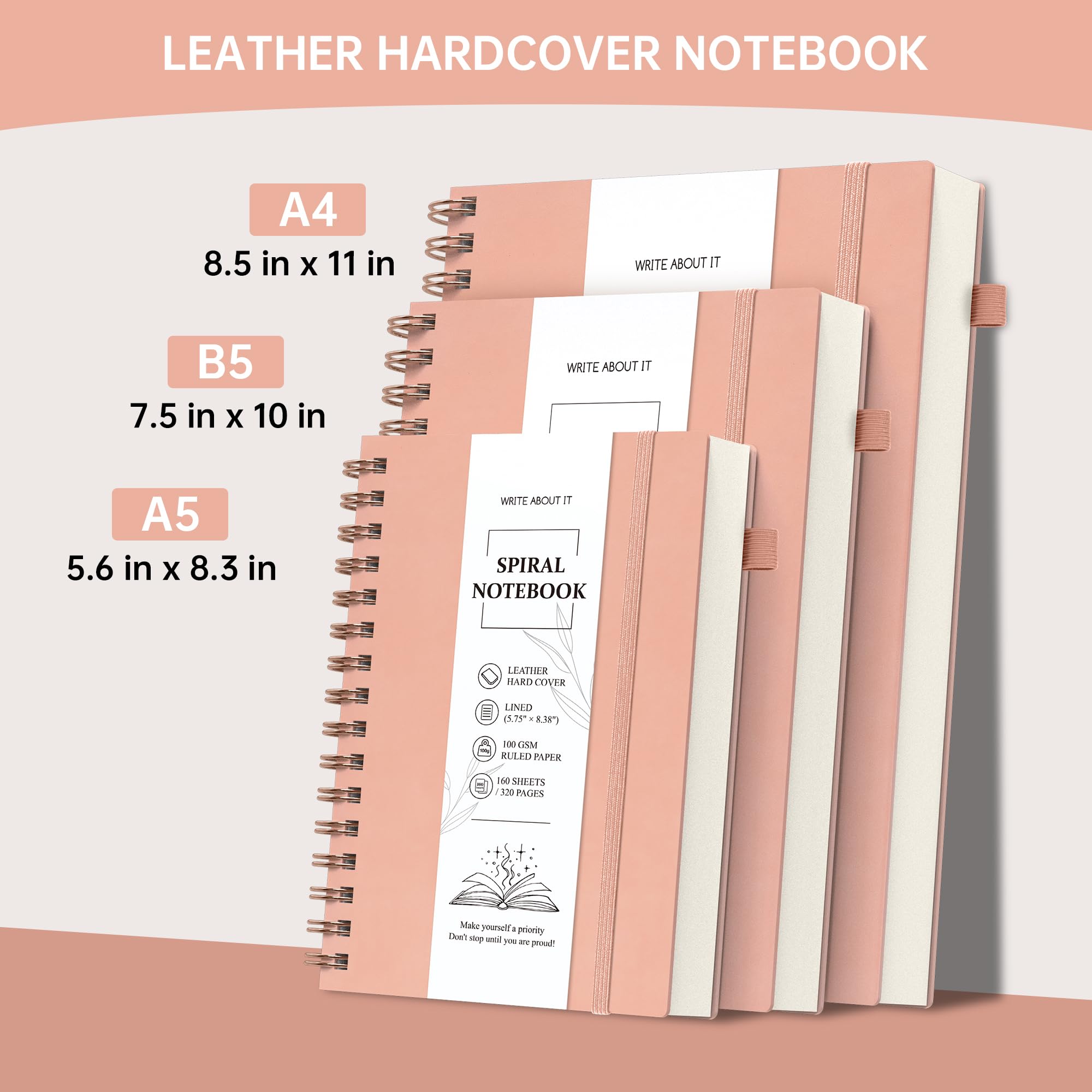 Notebook Spiral UIRIO A4 Spiral Dotted Notebook 4-Pack - 160 Pages ...