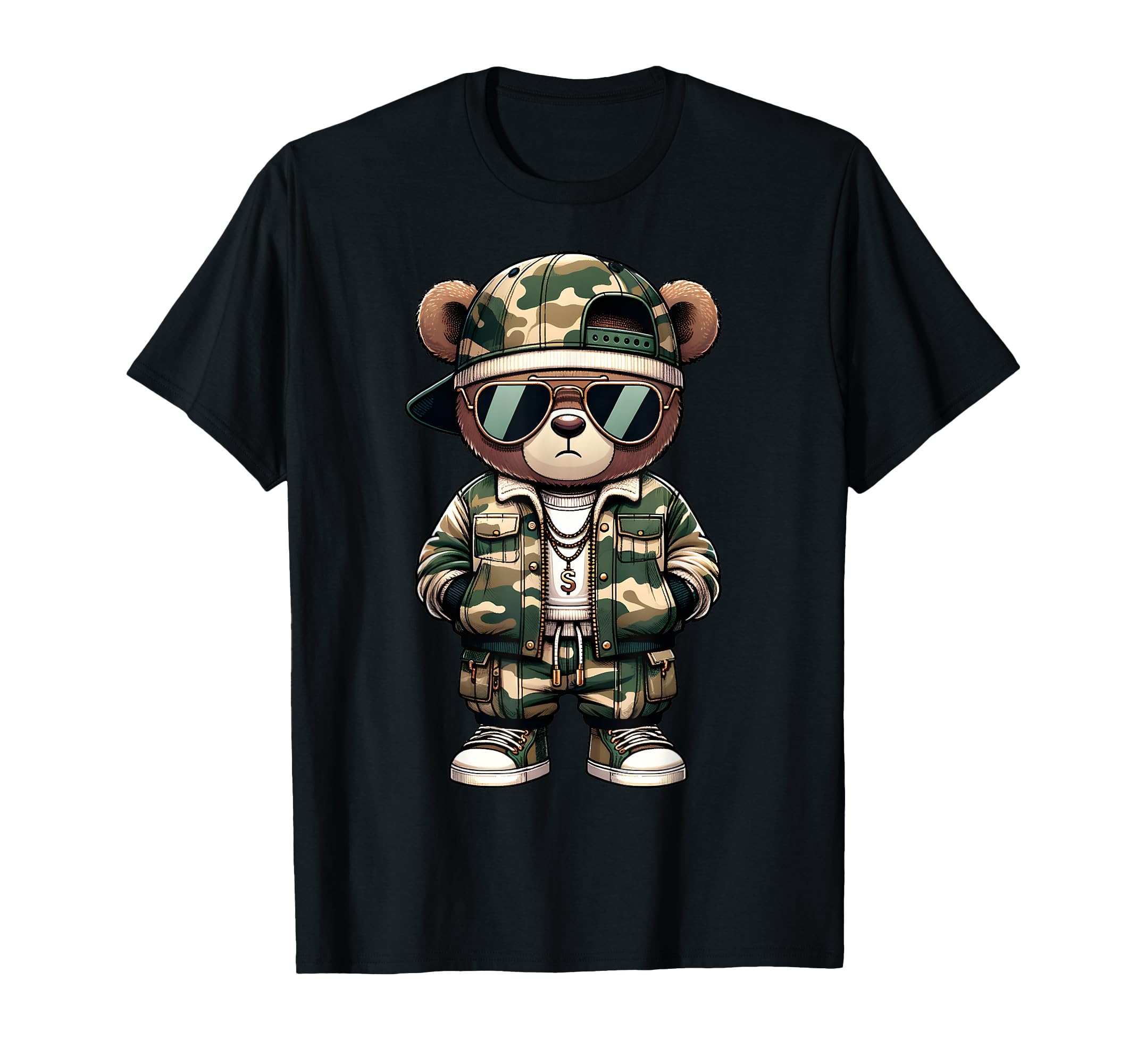 Amazon.com: Camo Hip Hop Teddy Bear Camouflage Gangsta Streetwear ...