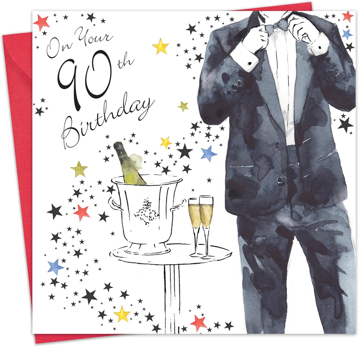 Amazon.com : Twizler Happy 90th Birthday Card for Him with Silver ...