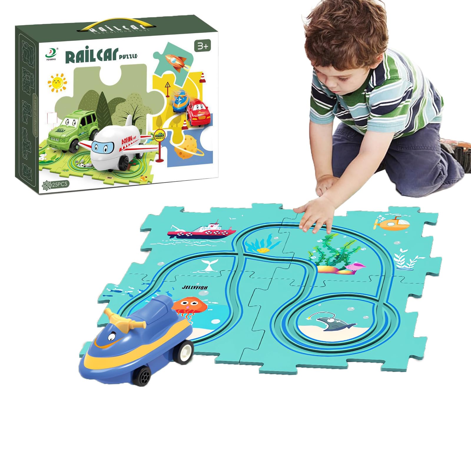Amazon.com: Puzzle Racer Kids Car Track Set with Cars Puzzle Racer Car ...