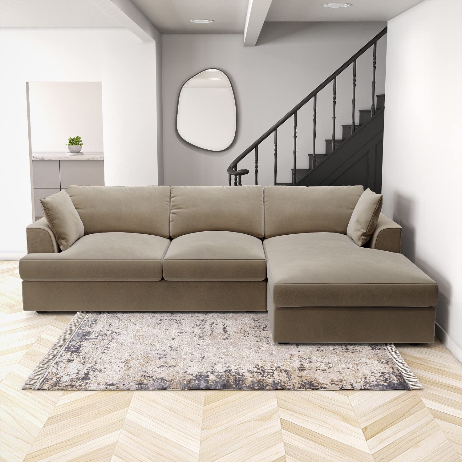 Buy BLACK OAK IRK Sectional Sofa Couch, L Shaped Sectional Sofa, Chaise Modern L-Shape Sofa 4 ...