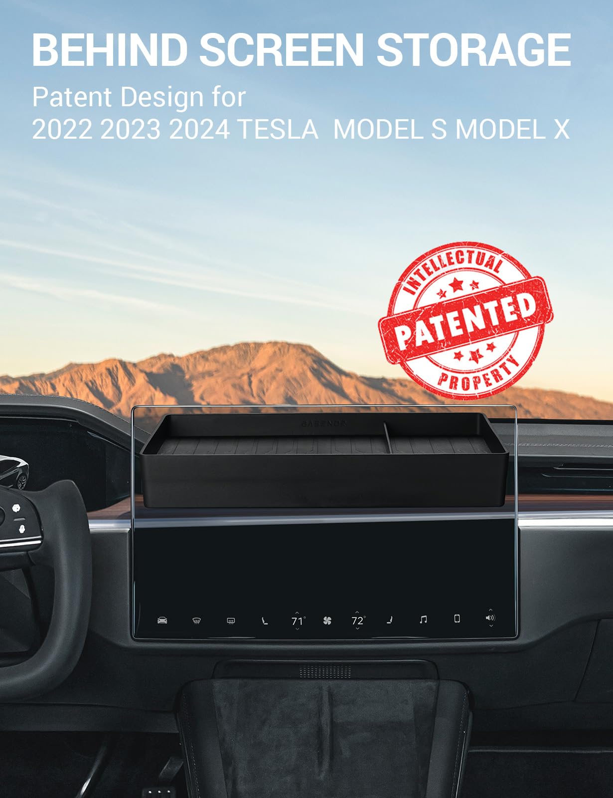 Snapklik.com : Tesla Center Console Organizer Behind Screen Storage Box ...