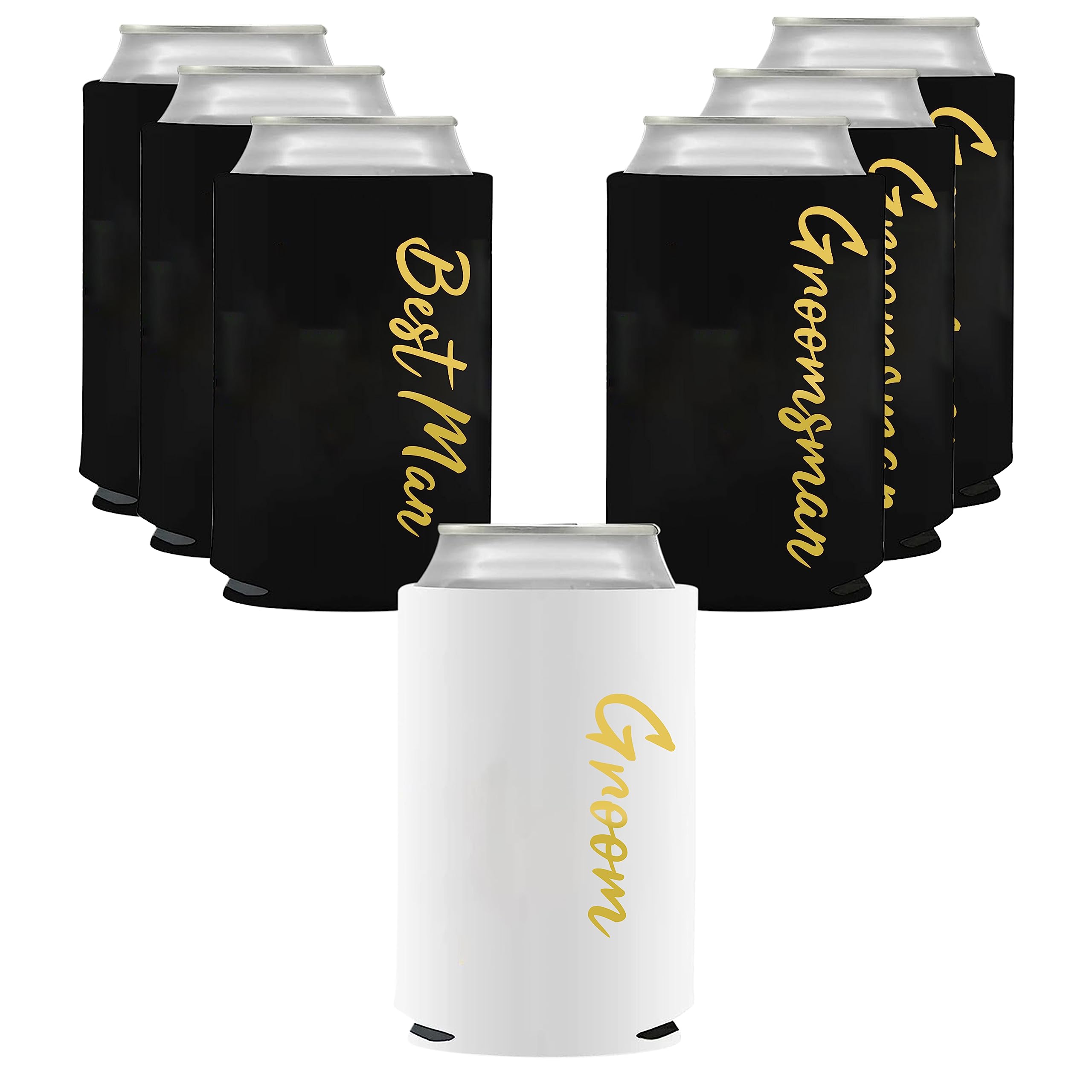 Amazon.com: LADY & HOME Set of 7 Groom and Groomsmen Can Coolers ...