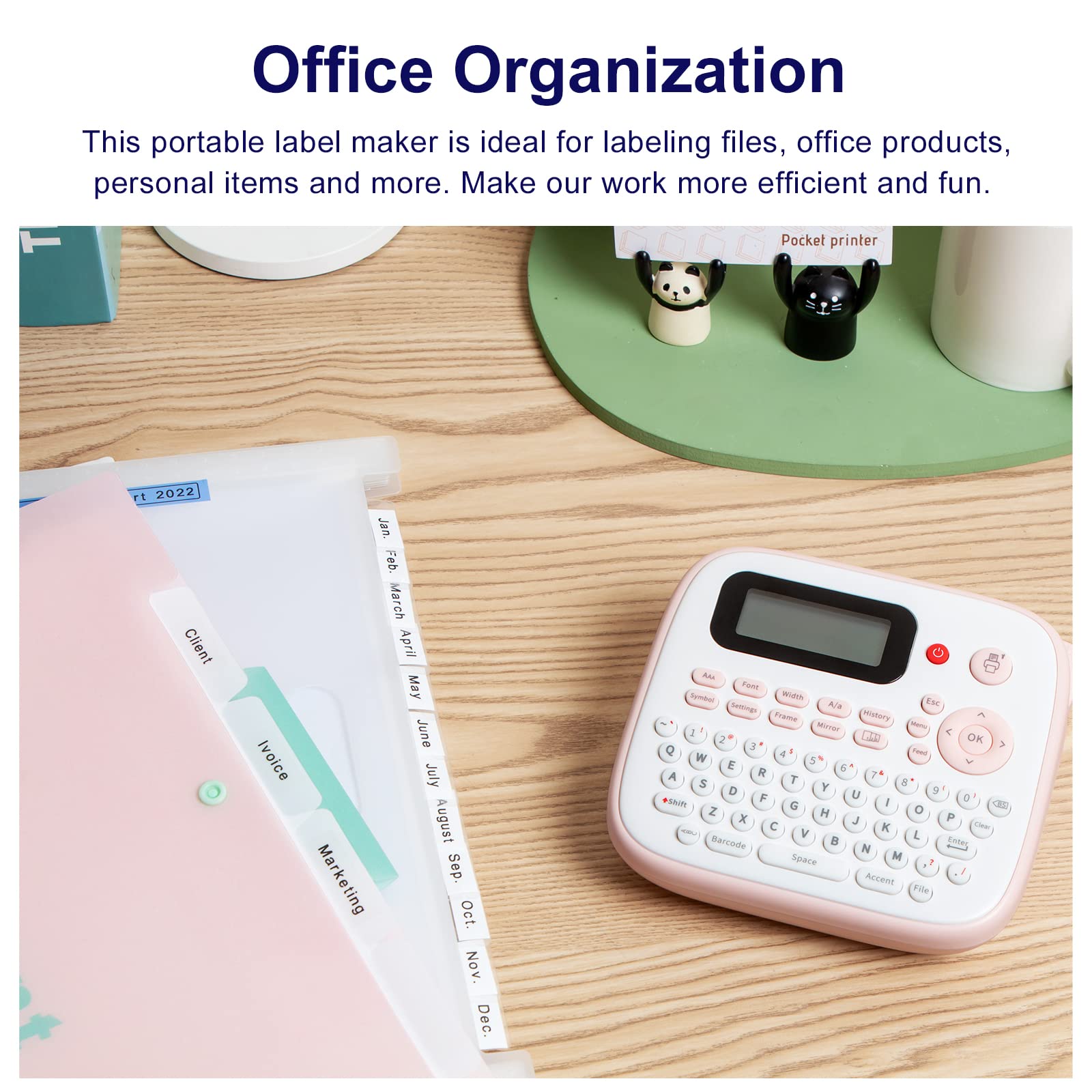 します Labelife Label Maker Machine, Portable Label Printer D210S, QWERTY ...