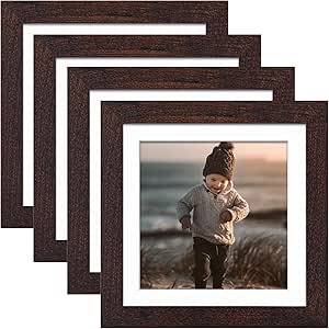 Amazon.com - KINLINK 5x5 Picture Frame Brown Set of 4, Wooden Square ...