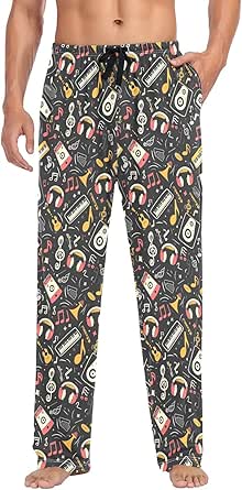 Amazon.com: ALAZA Music Note Musical Instrument Men's Pajama Pants Men ...