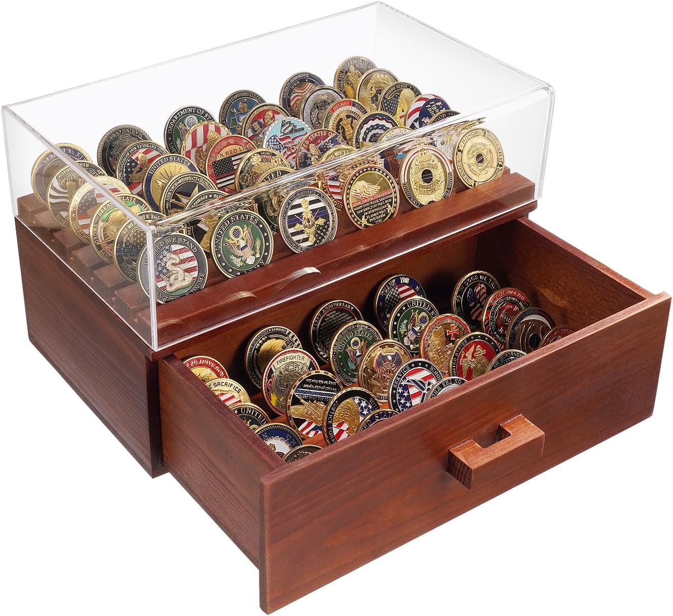 Amazon.com: Yamahiko Challenge Coin Display Case with Cover, Wooden ...