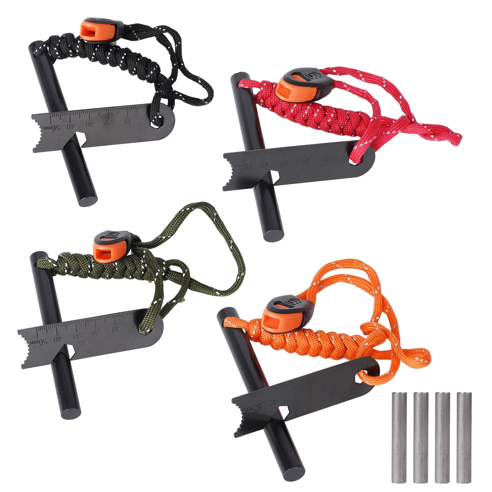 Amazon.com: Ferro Rod Fire Starter 4 Pack Flint Fire Starter Survival ...