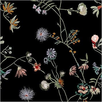 Black Floral Peel and Stick Wallpaper - 17.3"x78.7" Self-Adhesive ...