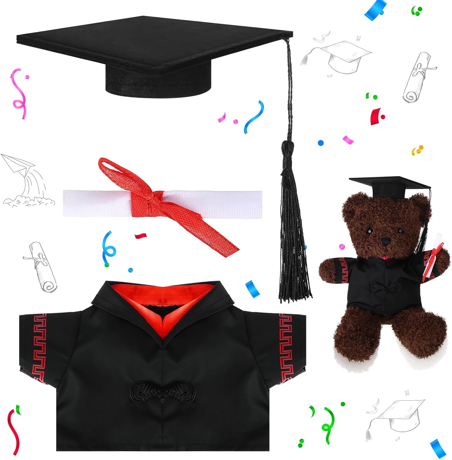 Amazon.com: Roshtia Graduation Bear Clothes Graduation Cap and Gown ...