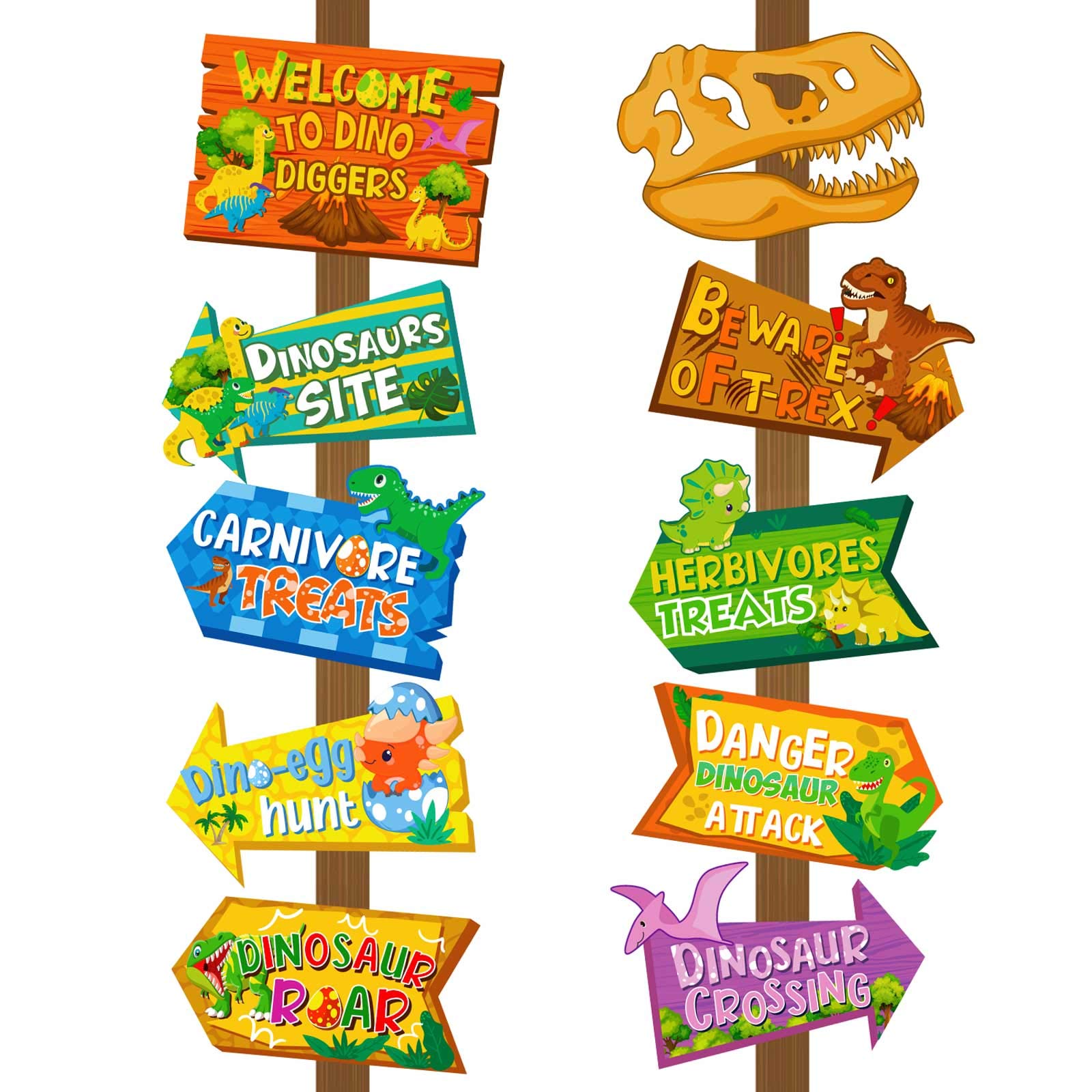 Buy Zonon 10 Pieces Dinosaur Party Decorations Signs Be Ware of ...
