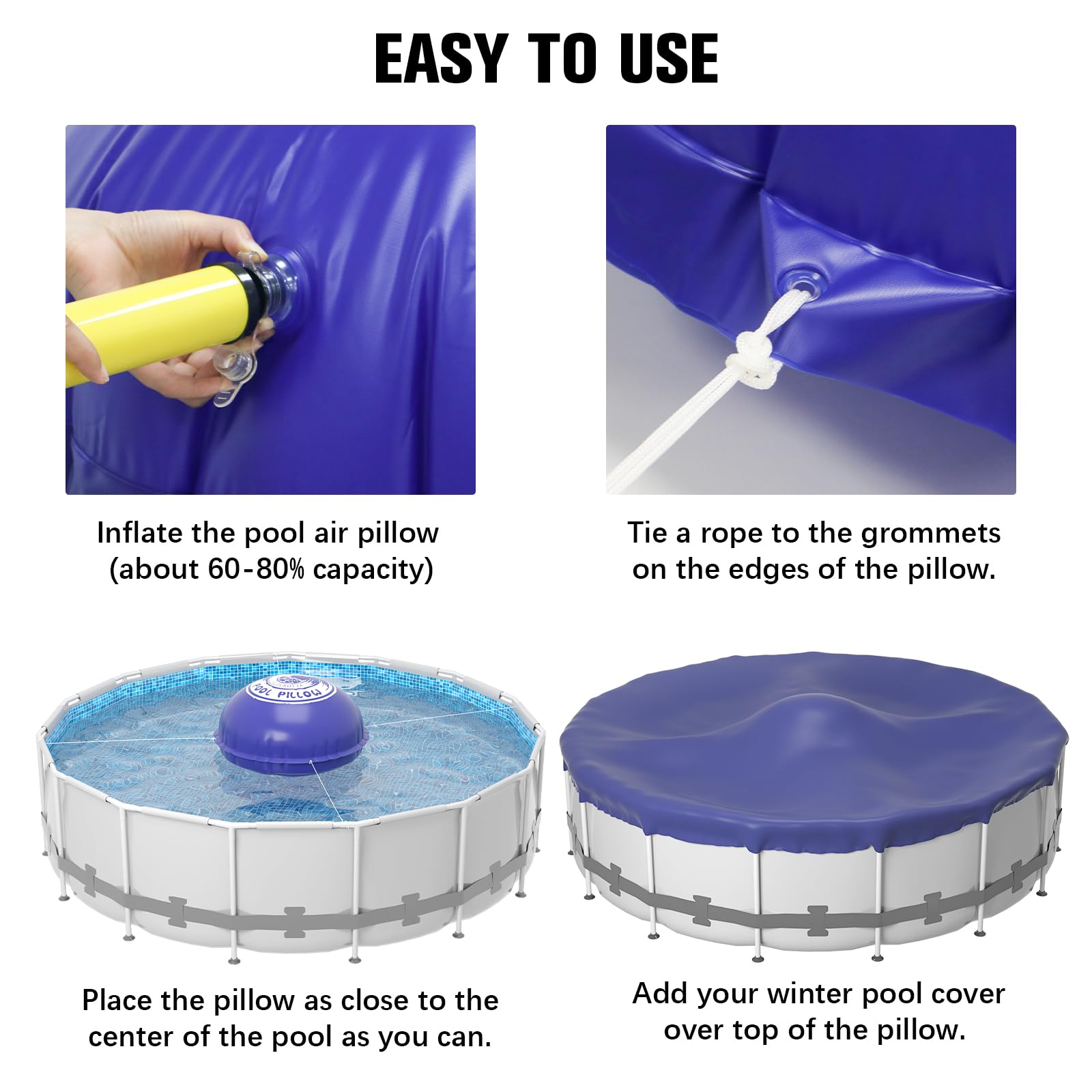 Snapklik.com : Pool Pillows For Above Ground Pool, 2 Pack 4 X 4 Round ...