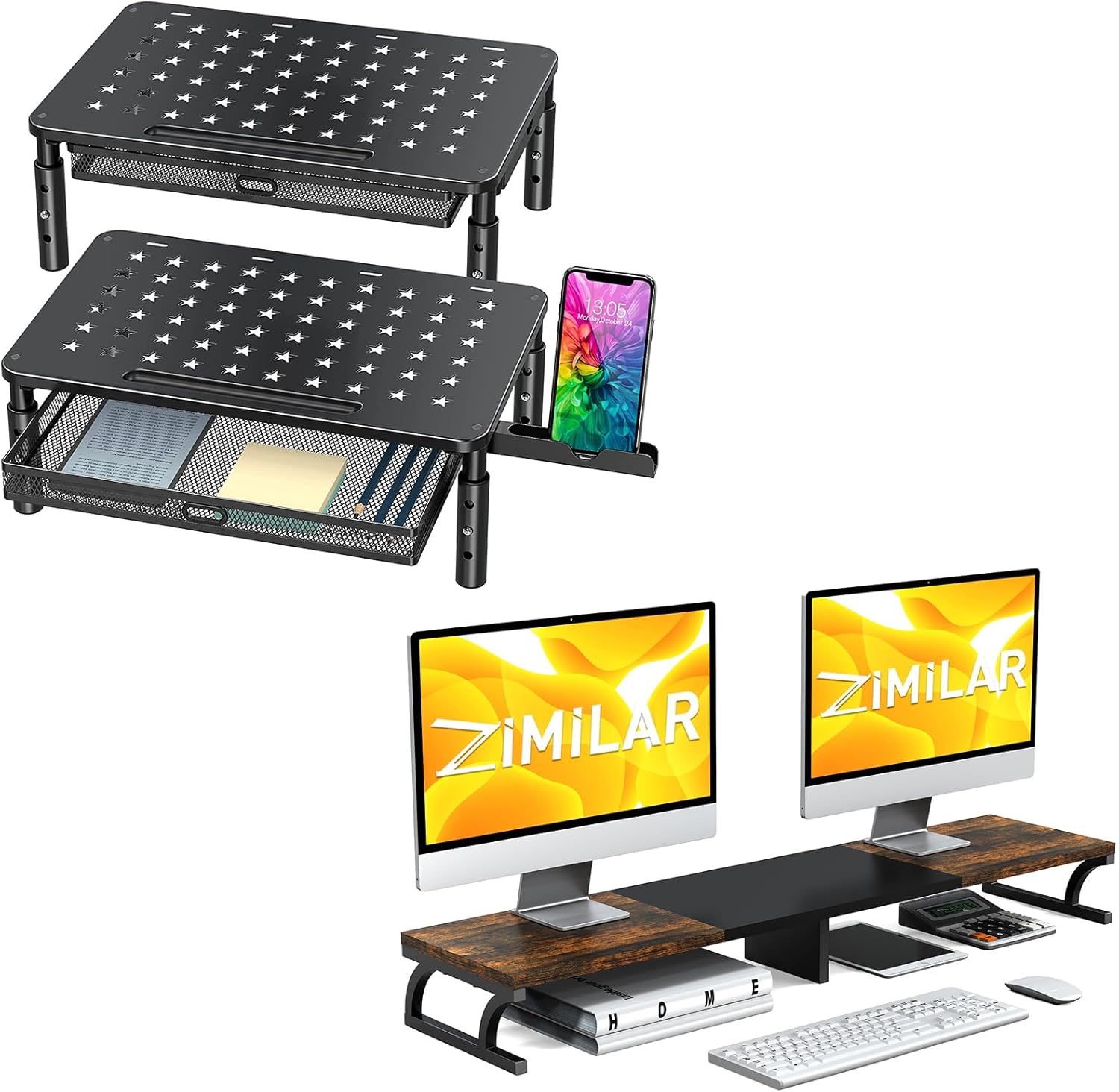 Amazon.com: Zimilar Monitor Stand Riser with Metal Mesh Drawer+ Large ...