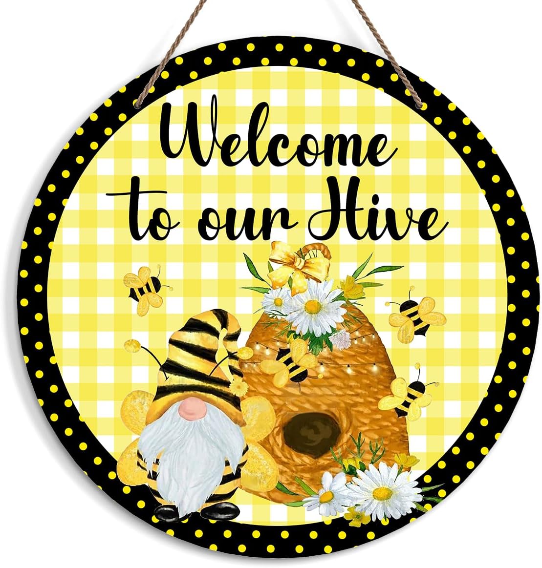 Amazon.com: Bee Welcome Sign for Front Door, Welcome to Our Hive Door ...