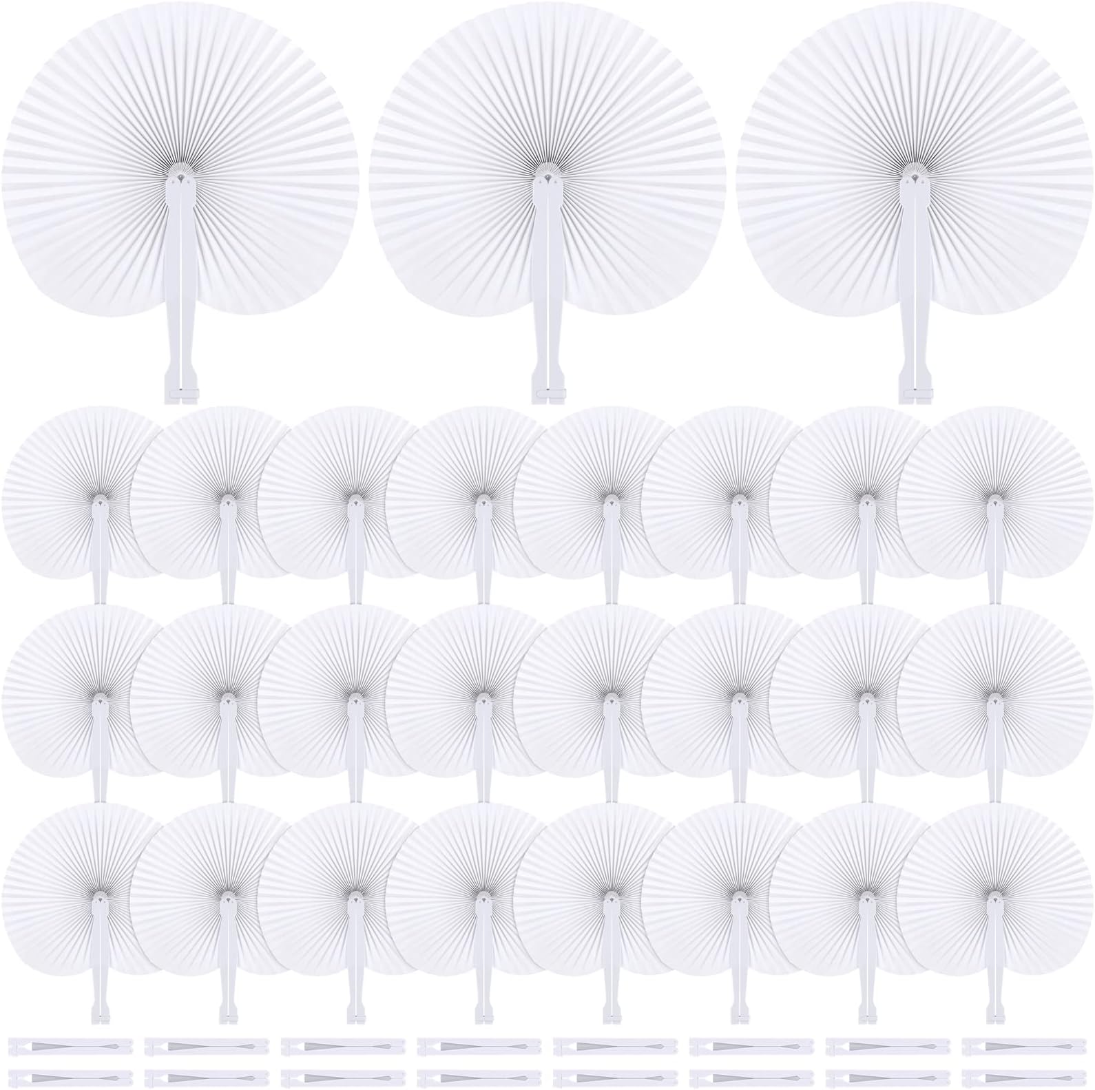 Amazon.com: Jetec 60 Pcs Folding White Paper Fans Folding Wedding Round ...