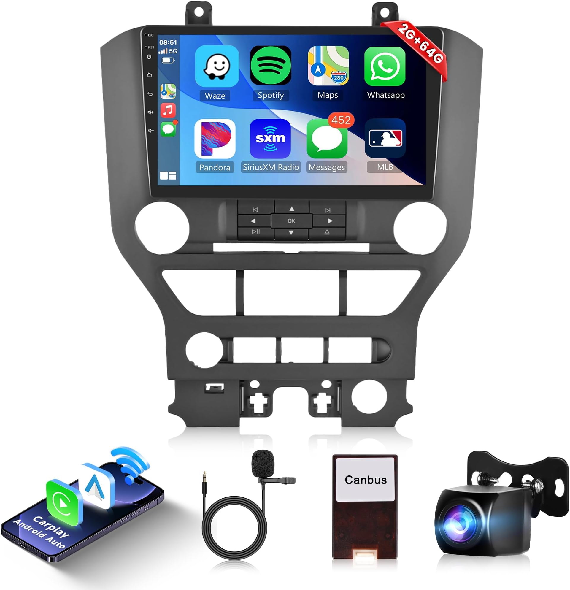 Amazon.com: Android Car Stereo for Ford Mustang 2015-2020,Wireless ...