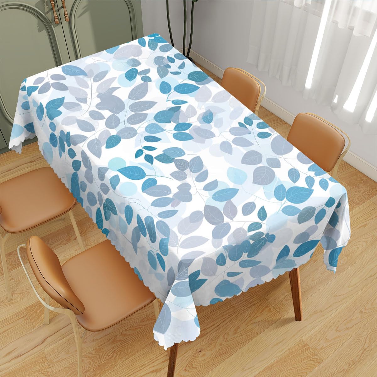 Amazon.com: TLCBFF Grey Teal Leaf Decorative Rectangle Tablecloth ...