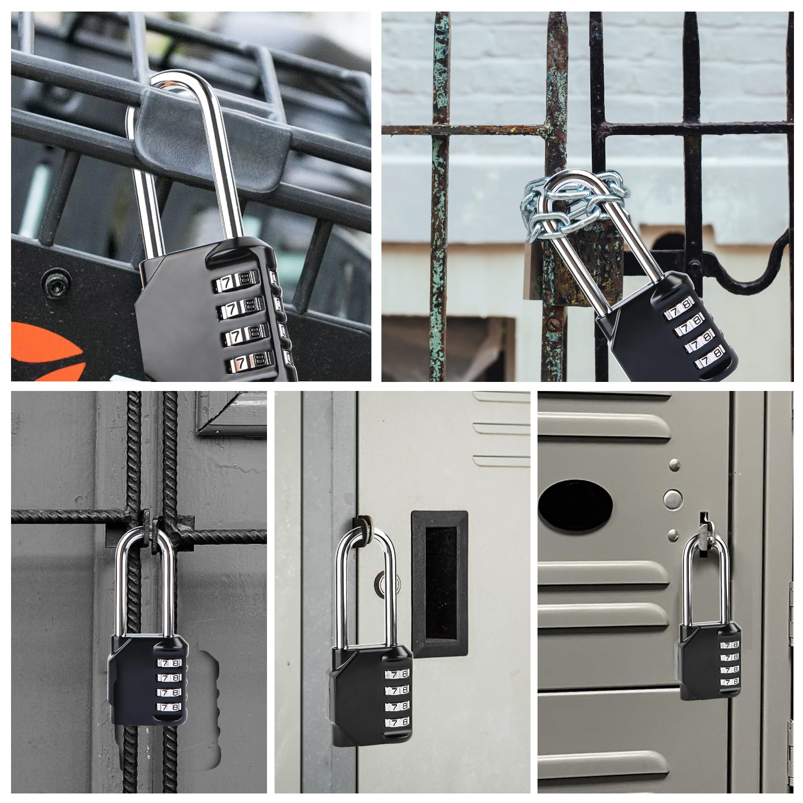 Set of 2 Combination Padlock with Combination Code, Long Shackle ...