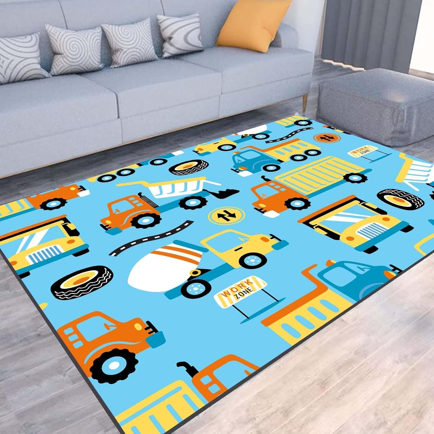 Amazon.com: Construction Rugs for Boys Room Truck Tractor Area Rug Car ...