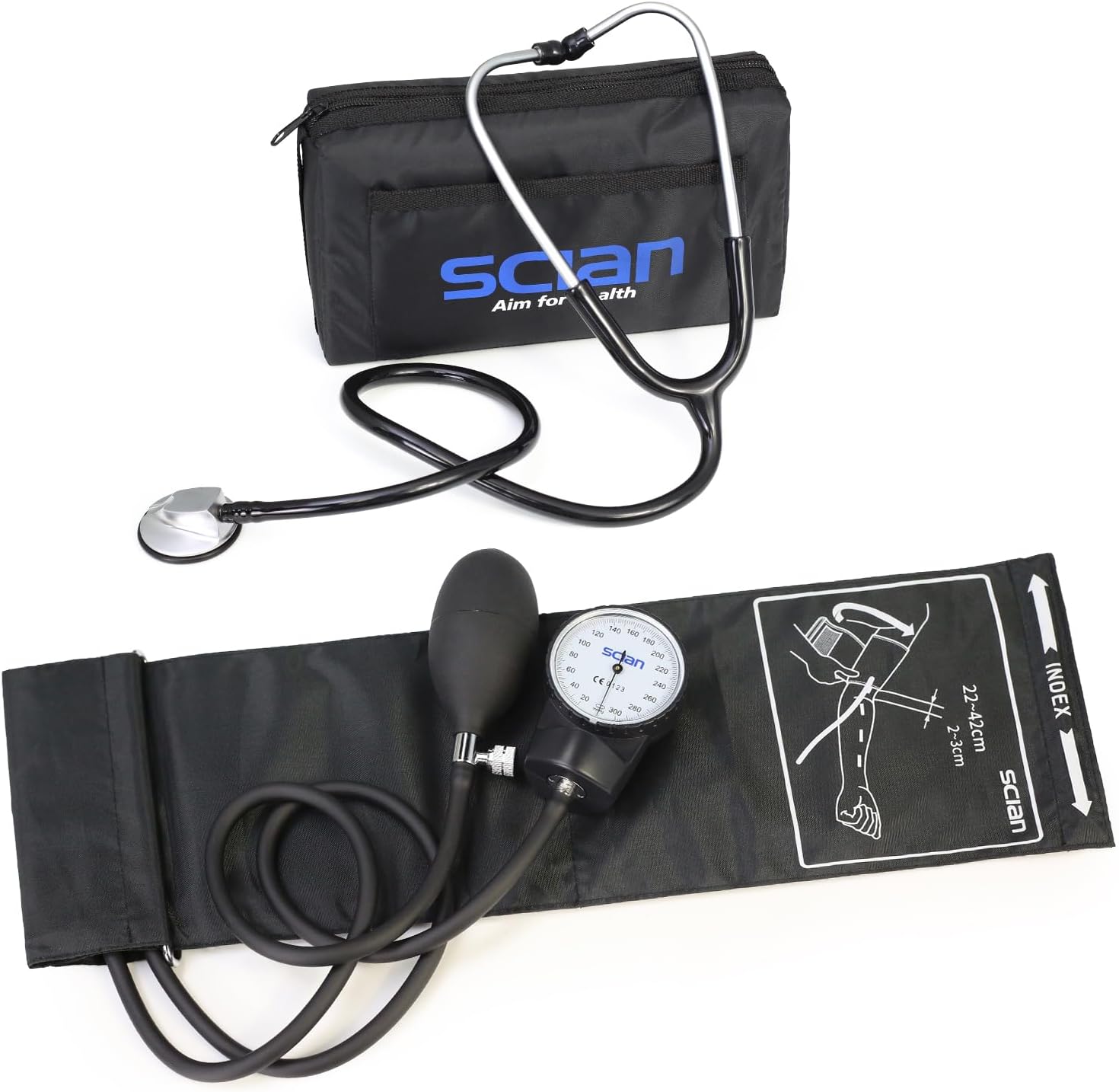 Scian Aneroid Sphygmomanometer - Manual Blood Pressure Cuff with D-Ring ...