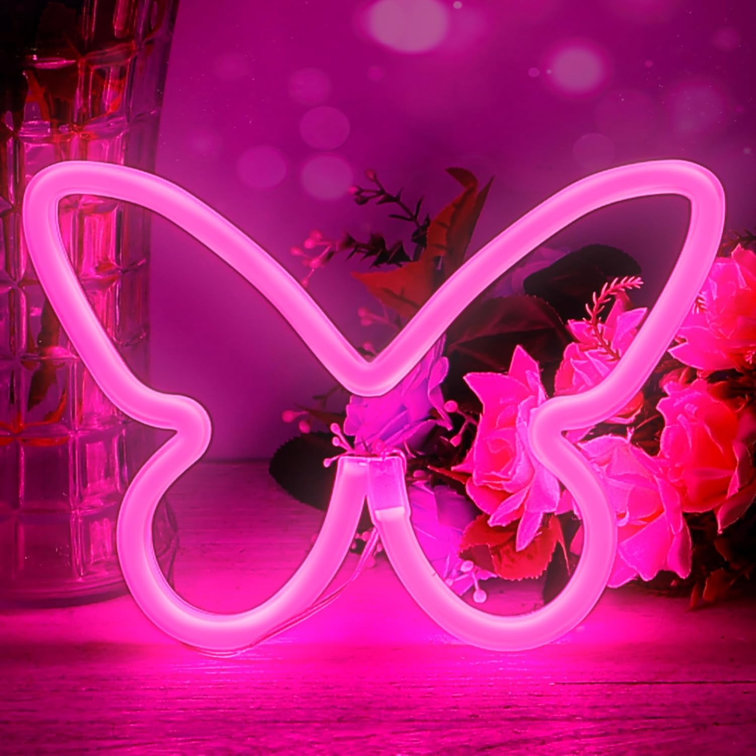 HEYFUNi Butterfly Neon Signs,USB or 3-AA Battery Powered Neon Light,LED ...