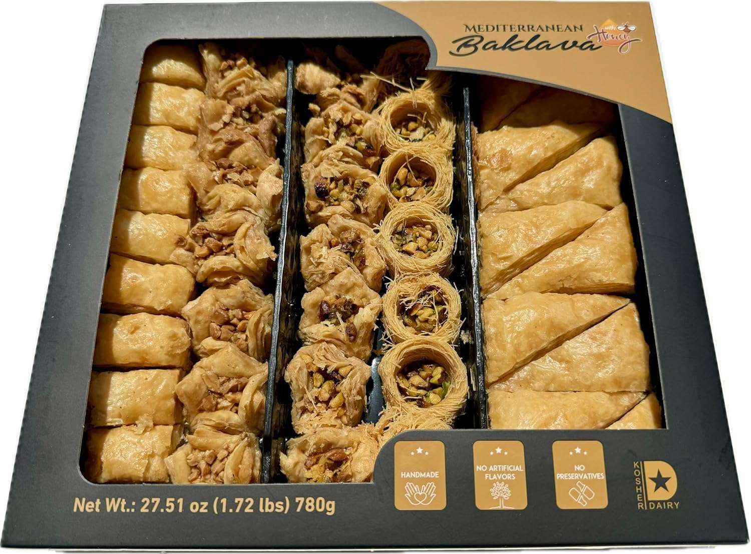 Amazon.com: Cedar Pastries 19pc Pistachio, Cashew, & Walnut Baklava ...