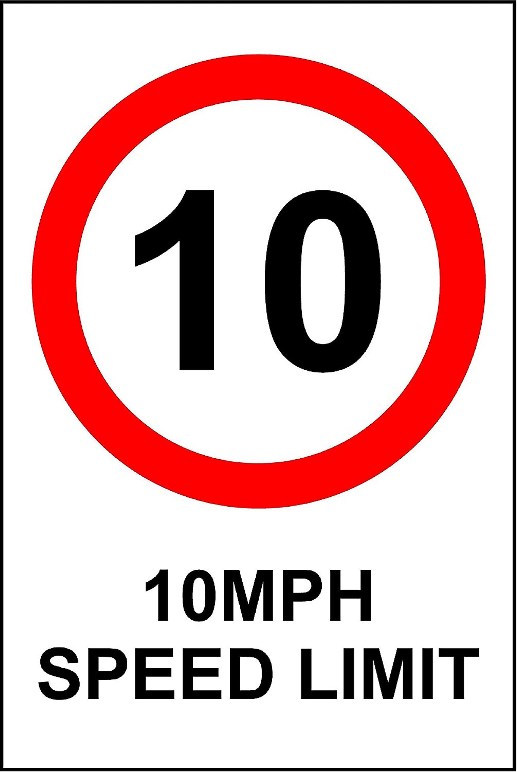 10 MPH Speed Limit Safety Sign - 3mm Aluminium 300mm x 200mm : Amazon ...