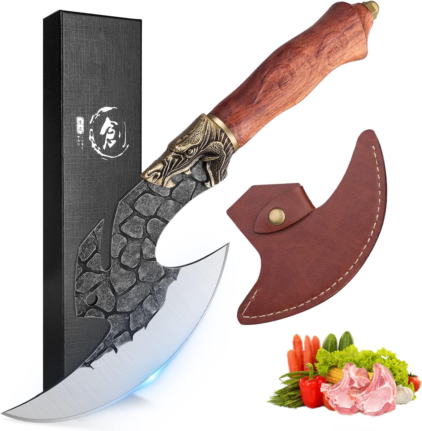 Amazon.com: Handmade Damascus Steel Full Tang Cleaver Knife - Butcher ...