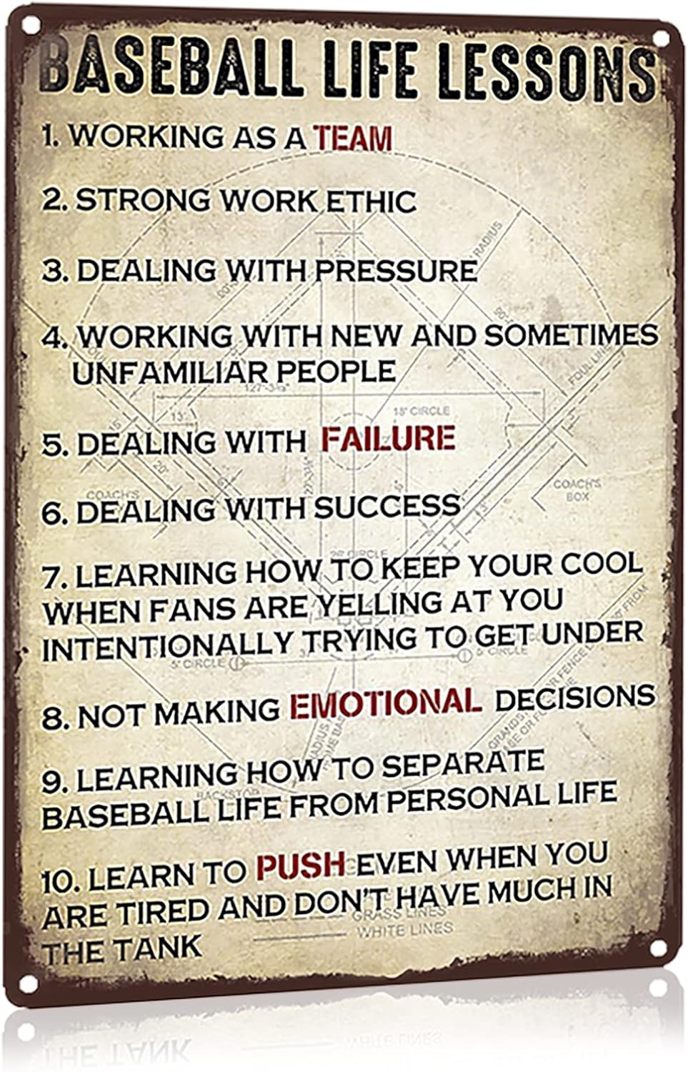 Amazon.com: WONDERCAVE Baseball Life Lessons Metal Tin Sign Wall ...