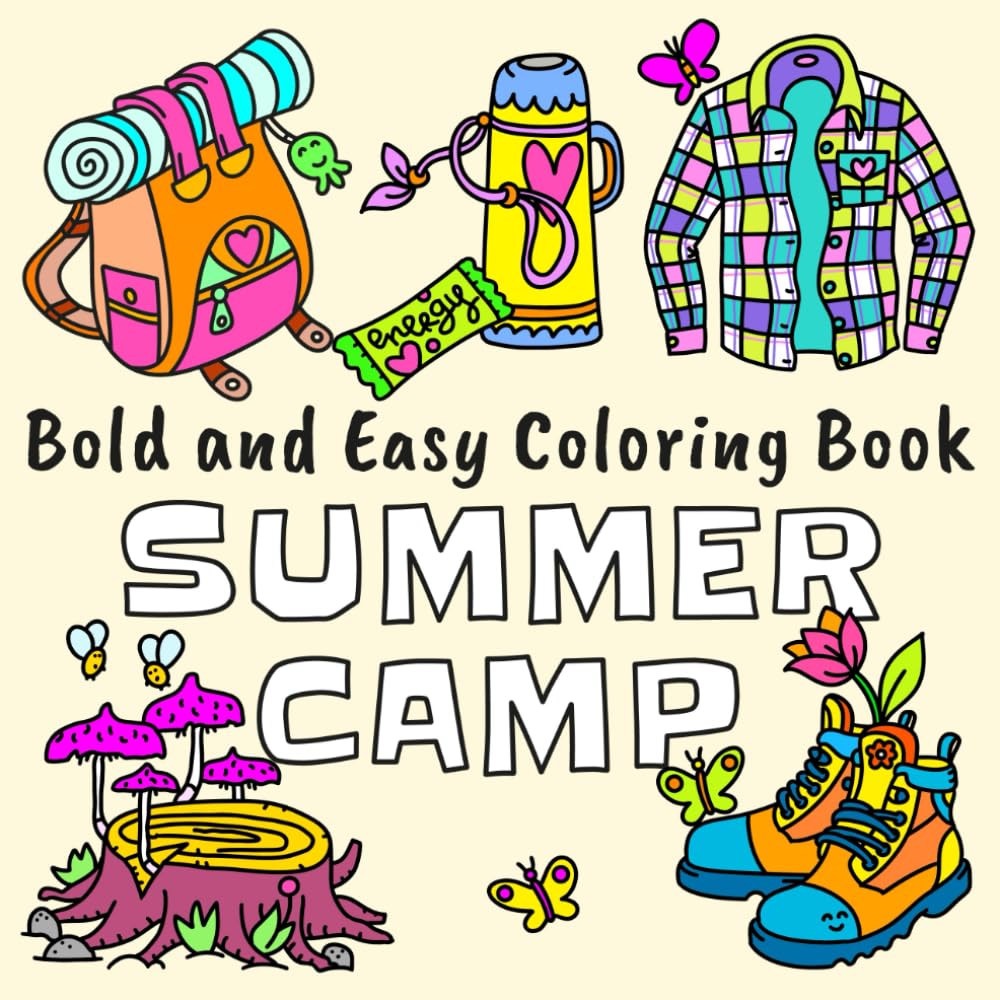 Amazon.com: Bold And Easy Coloring Book Summer Camp: 55 Big and Simple ...