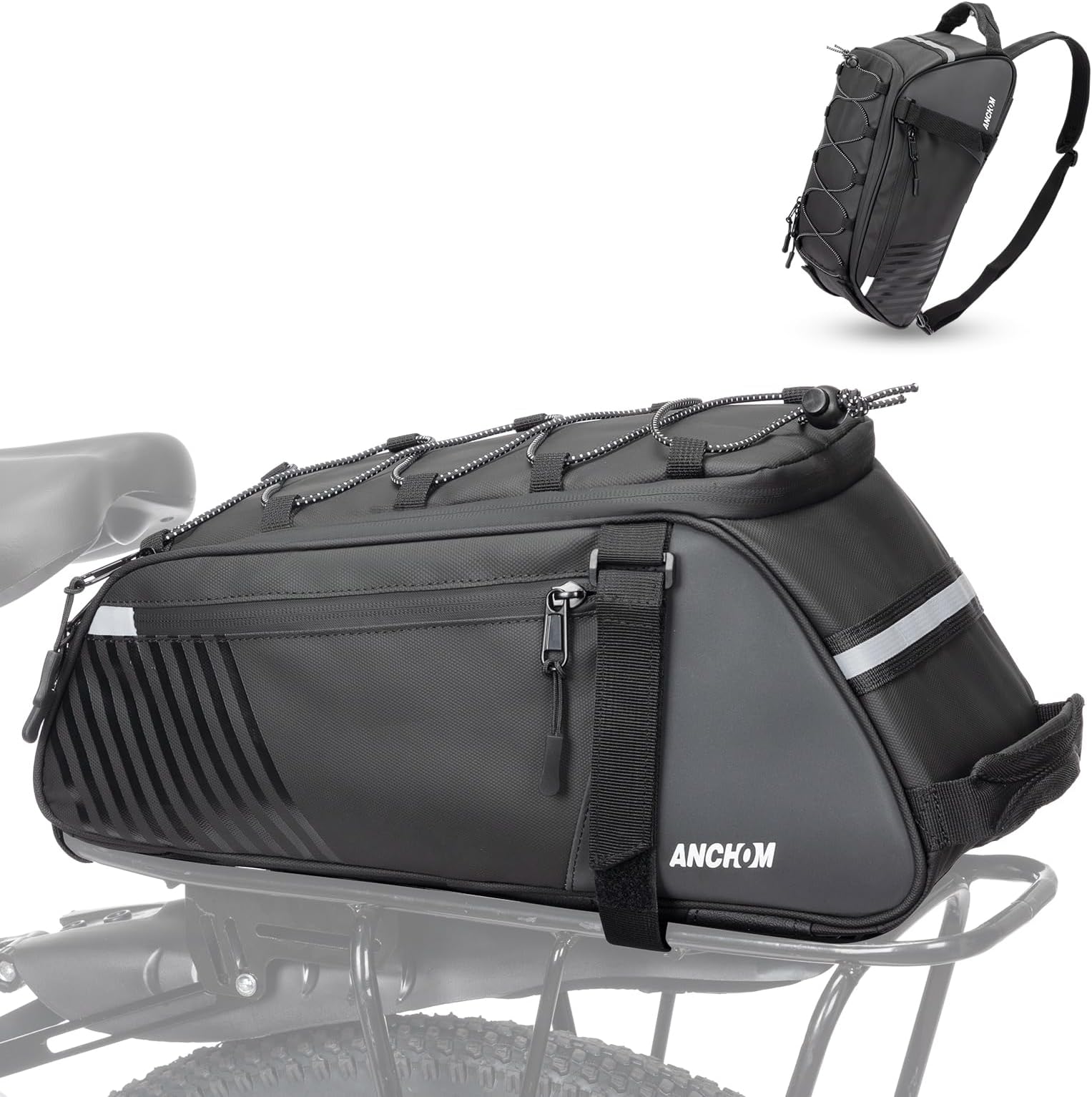 Amazon.com: ANCHOM Rear Bike Rack Bag, 13L PVC Water Resistant Bicycle ...