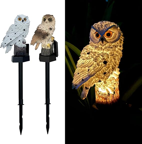 Amazon.com : ZHAOFUBAO 2 Pack Owl Figure Solar LED Lights, Resin Garden ...
