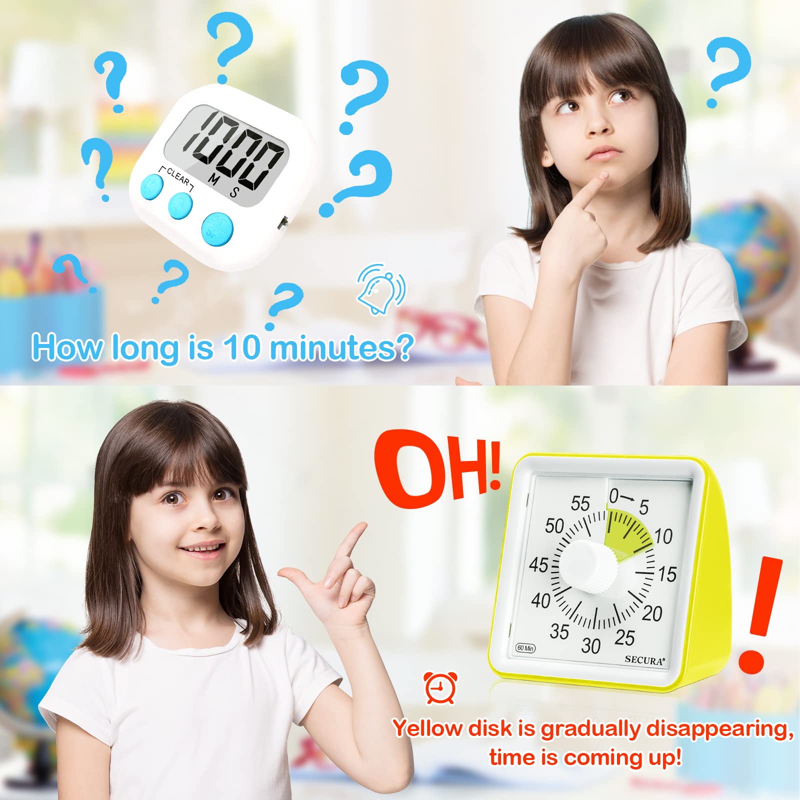 Snapklik.com : Secura 60-Minute Visual Timer, Classroom Timer ...