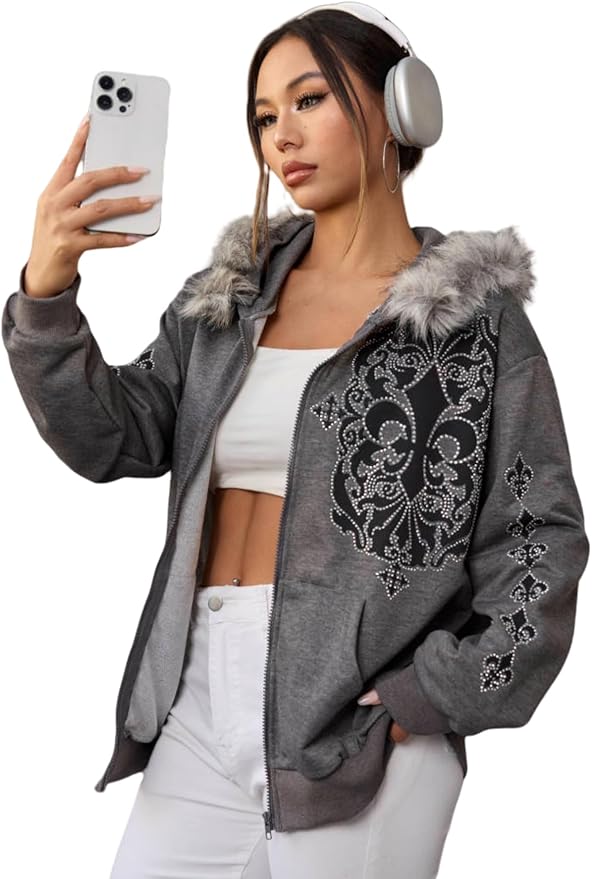 SOLY HUX Women's Y2K Zip Up Hoodie Streetwear Graphic Hoodies Y2k ...