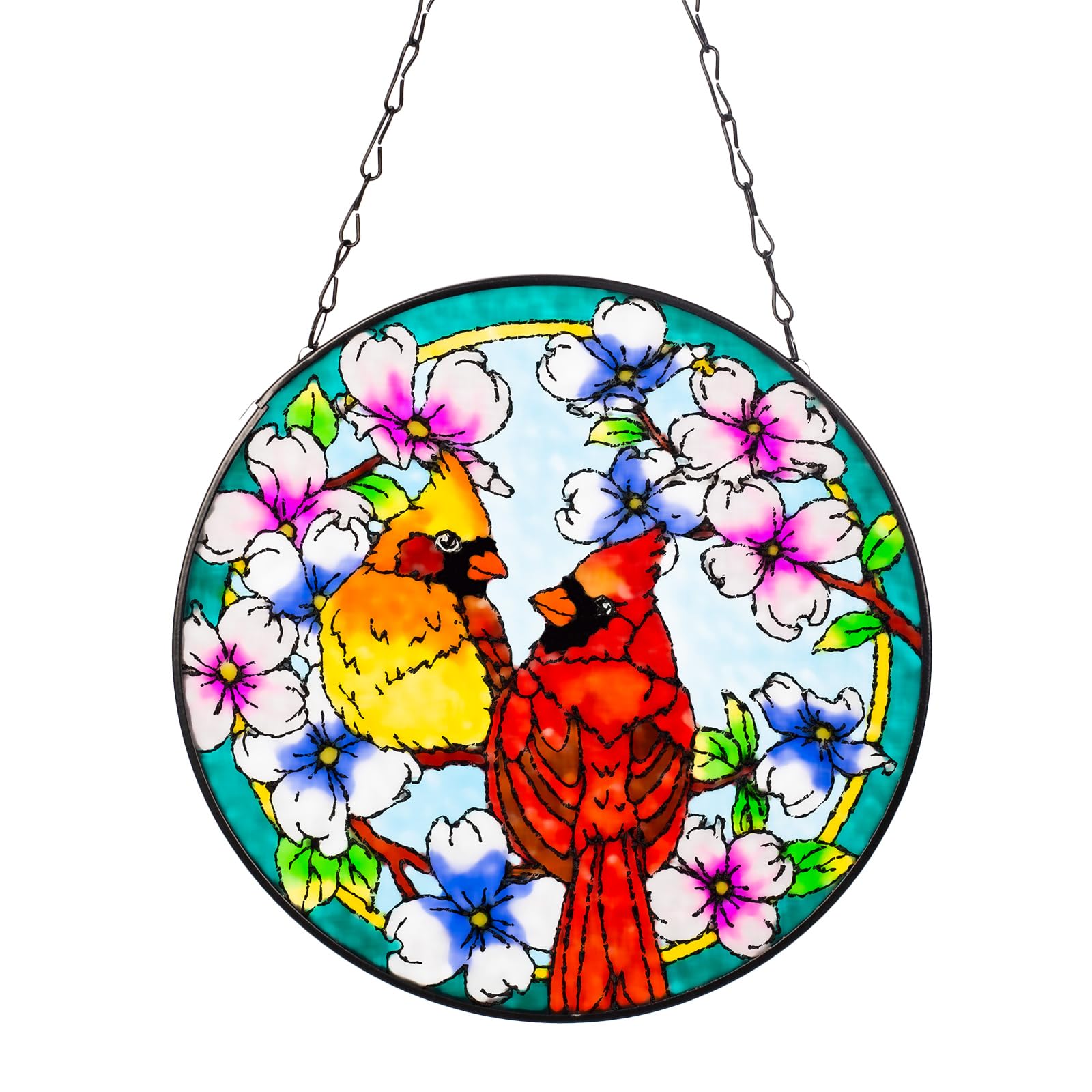 Snapklik.com : Cardinal Suncatcher Stained Glass Window Hanging Sun ...