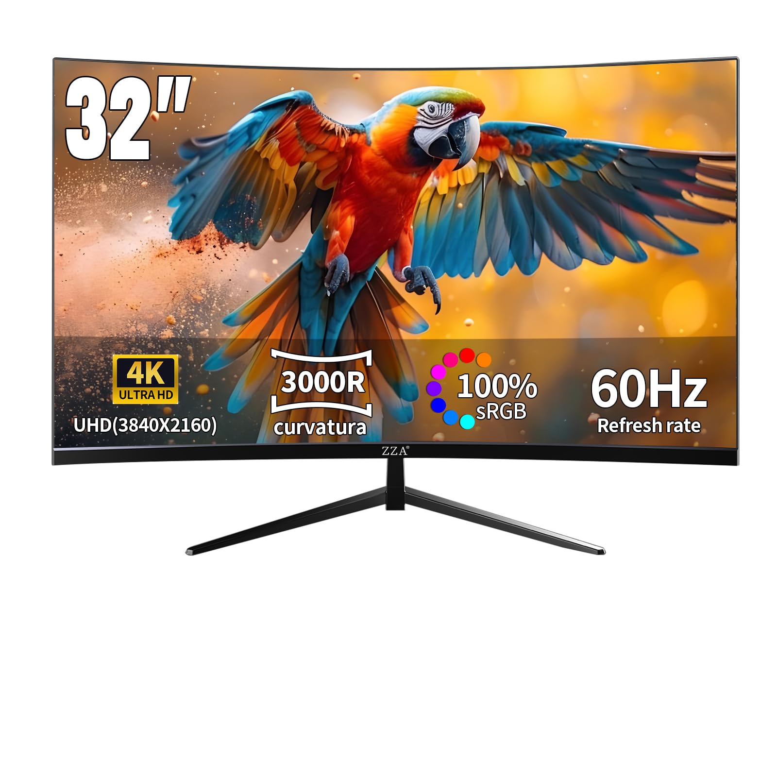 Snapklik.com : ZZA 32" 4K 60Hz UltraWide 3000R Curved 4K UHD Monitor - Immersive Gaming Experience
