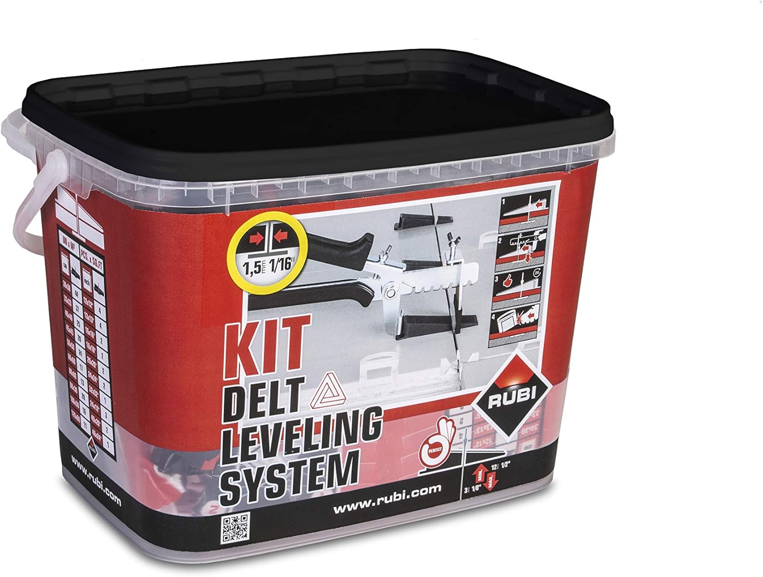 Rubi Tools Leveling System Kit 1/16" - 100 Clips, 100 Wedges and Pliers ...