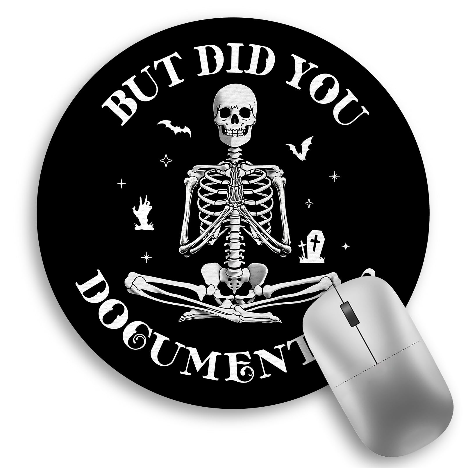 Amazon.com: Funny Skull Skeleton Mouse Pad, Small Round Mouse Pads for ...