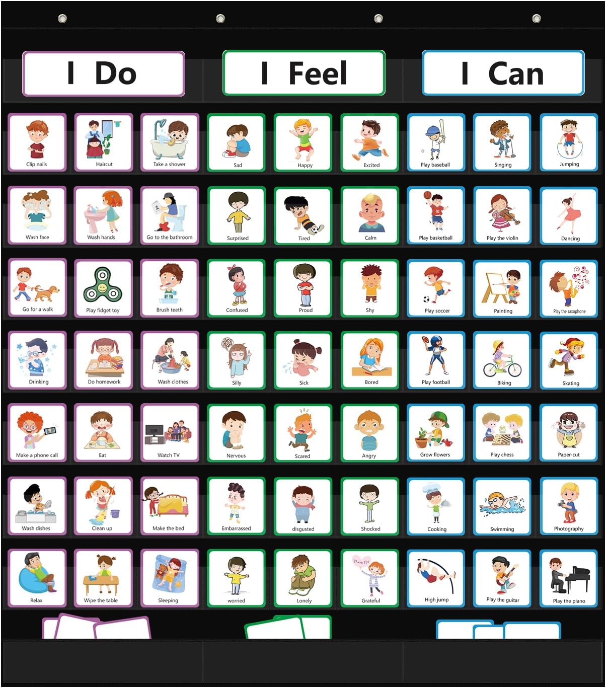 Amazon.com: ANSTROUT 66 Pockets Emotions Feelings Pocket Chart with 66 ...