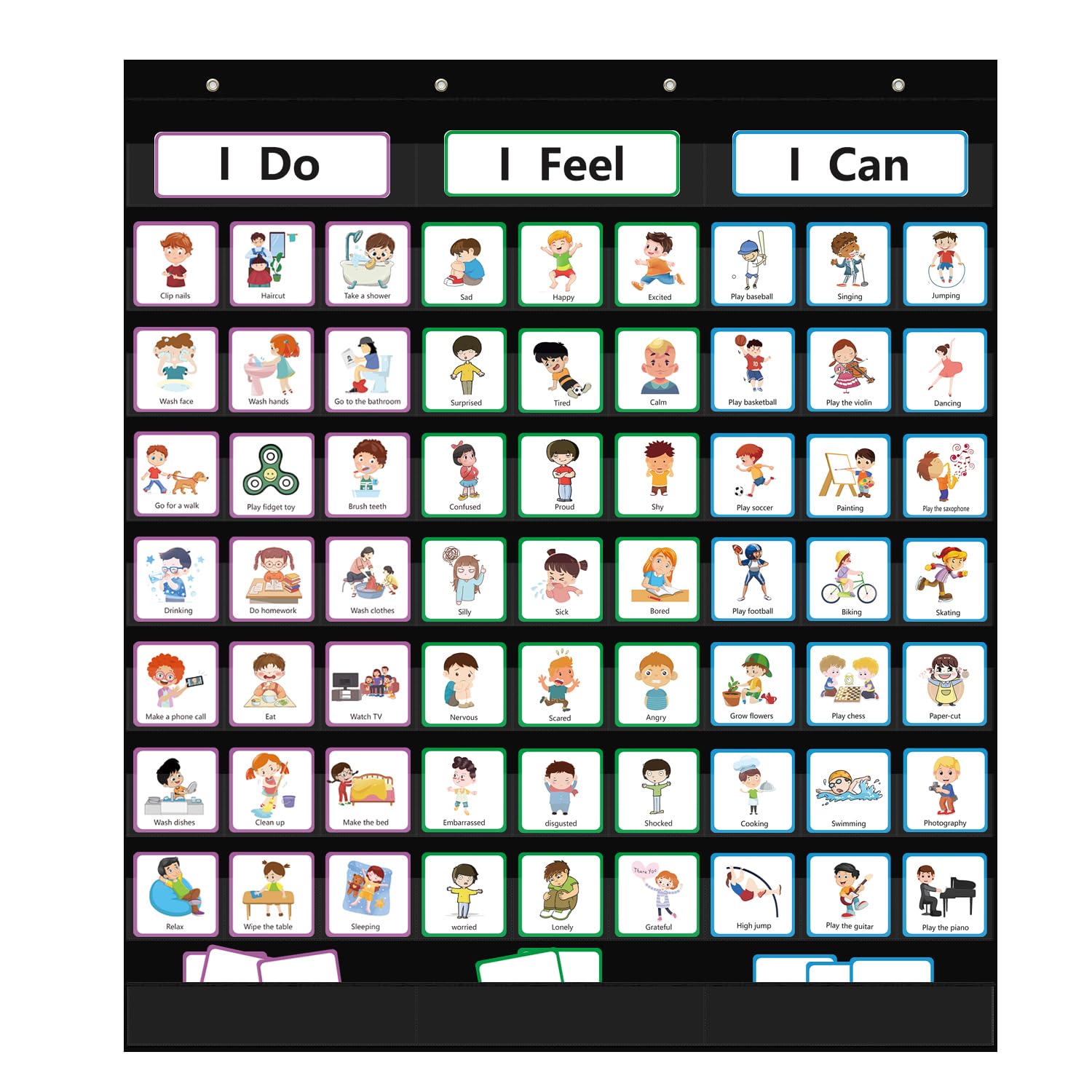 Amazon.com: ANSTROUT 66 Pockets Emotions Feelings Pocket Chart with 66 ...