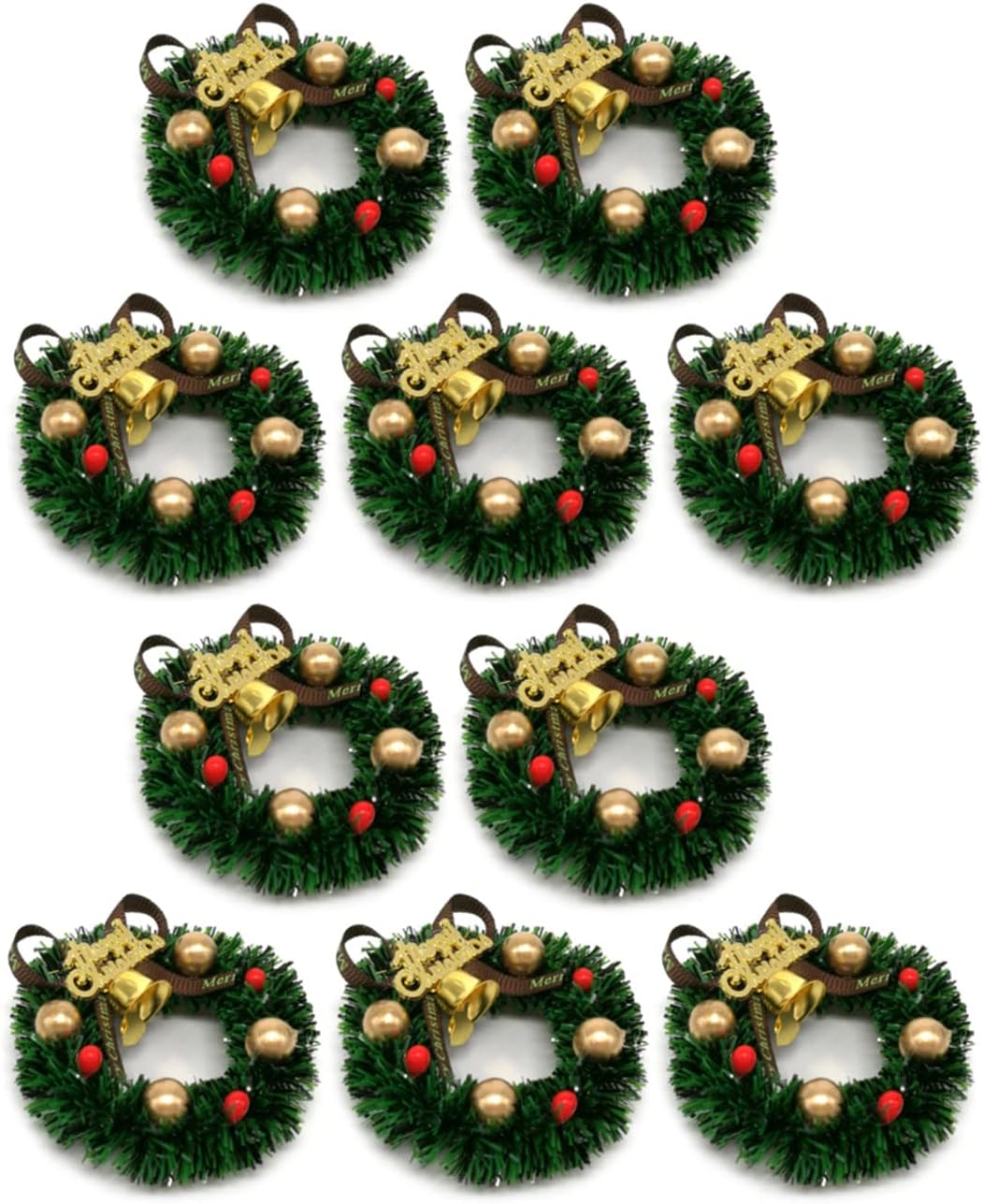 Amazon.com: 10pcs Mini Wreath Christmas Dollhouse Miniatures Small ...