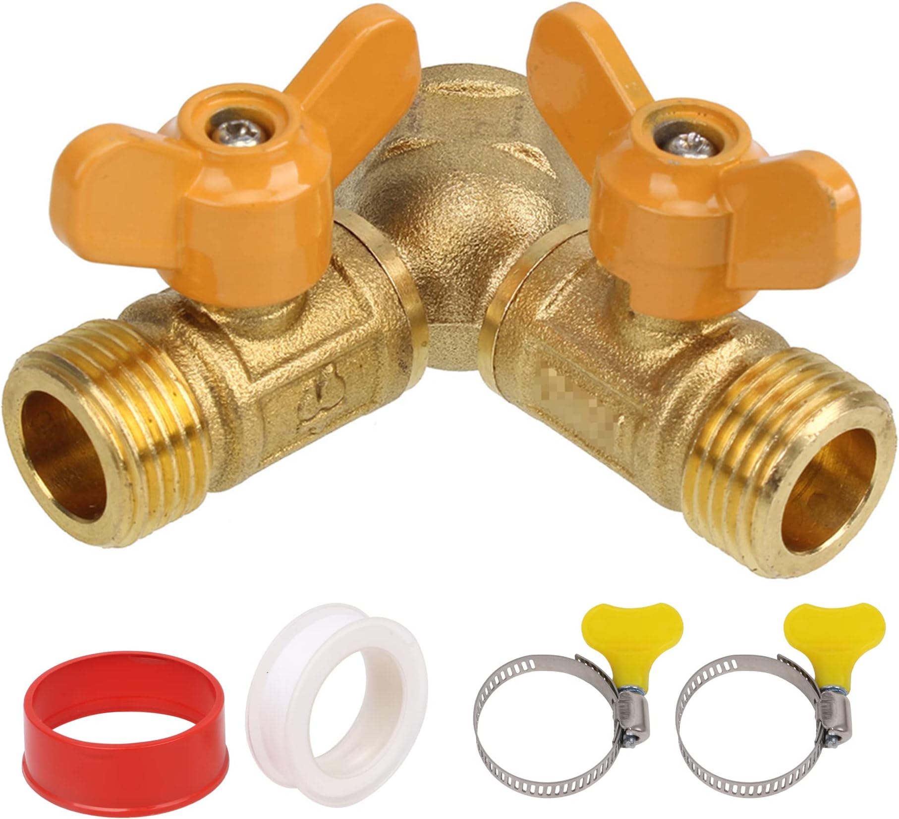 Amazon.com: Mxfans 2 Way Gas Pipe Connector Diverter Solid Brass Y ...