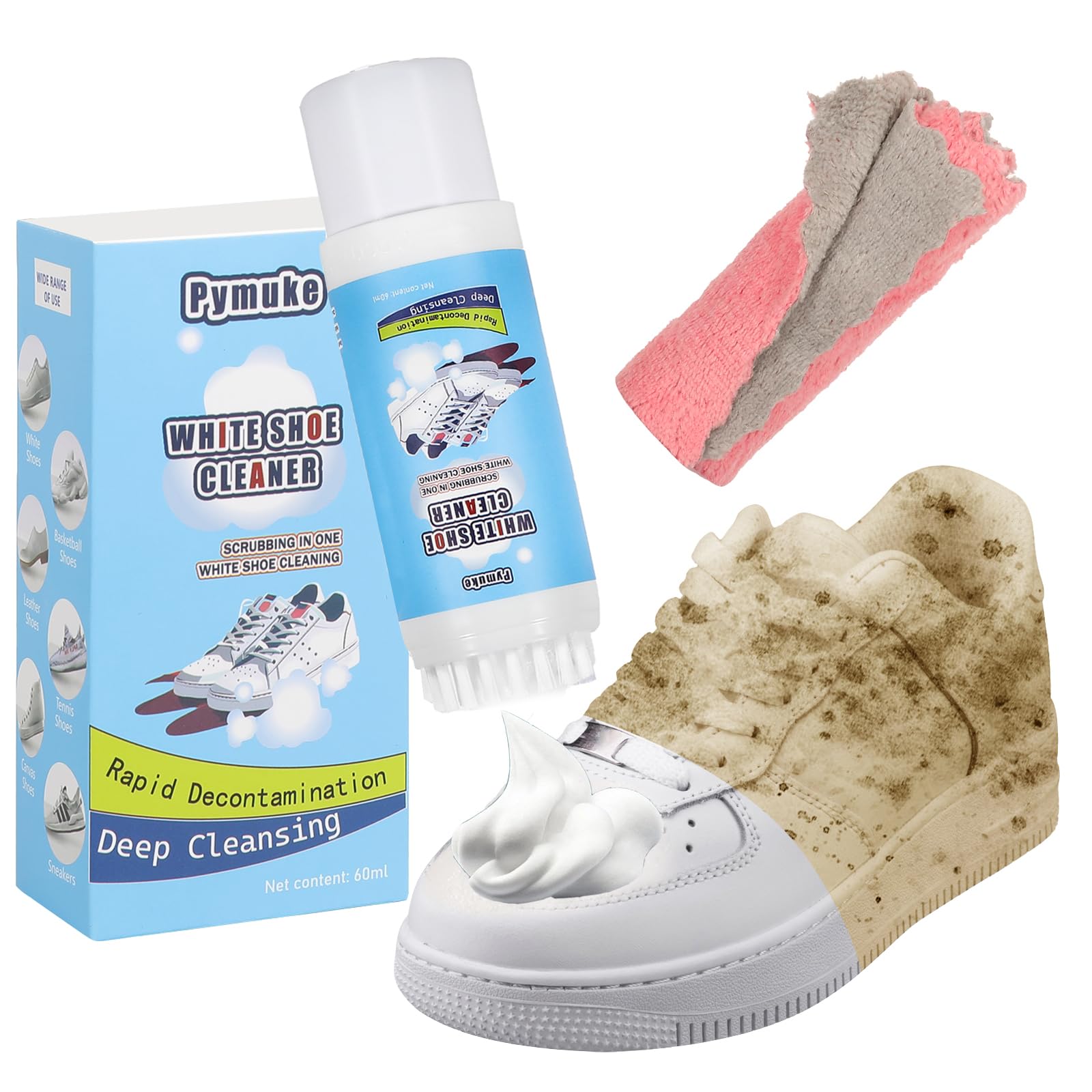 Amazon.com: Pymuke Sneaker Shoe Cleaner Kit, White Foam Shoe Cleaner ...