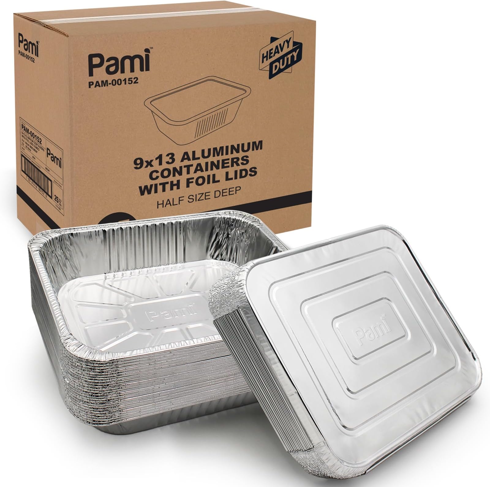 Amazon.com: PAMI Aluminum Food Containers With Lids Half Size, Deep ...