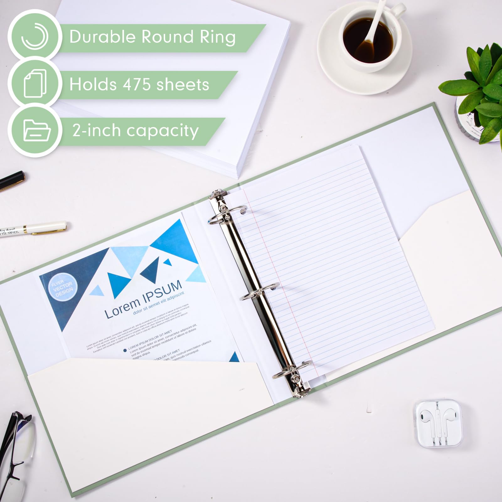 Ctosree 20 Pcs Flexible 3 Ring Binder Bulk with 2 Pockets Cute Binder ...