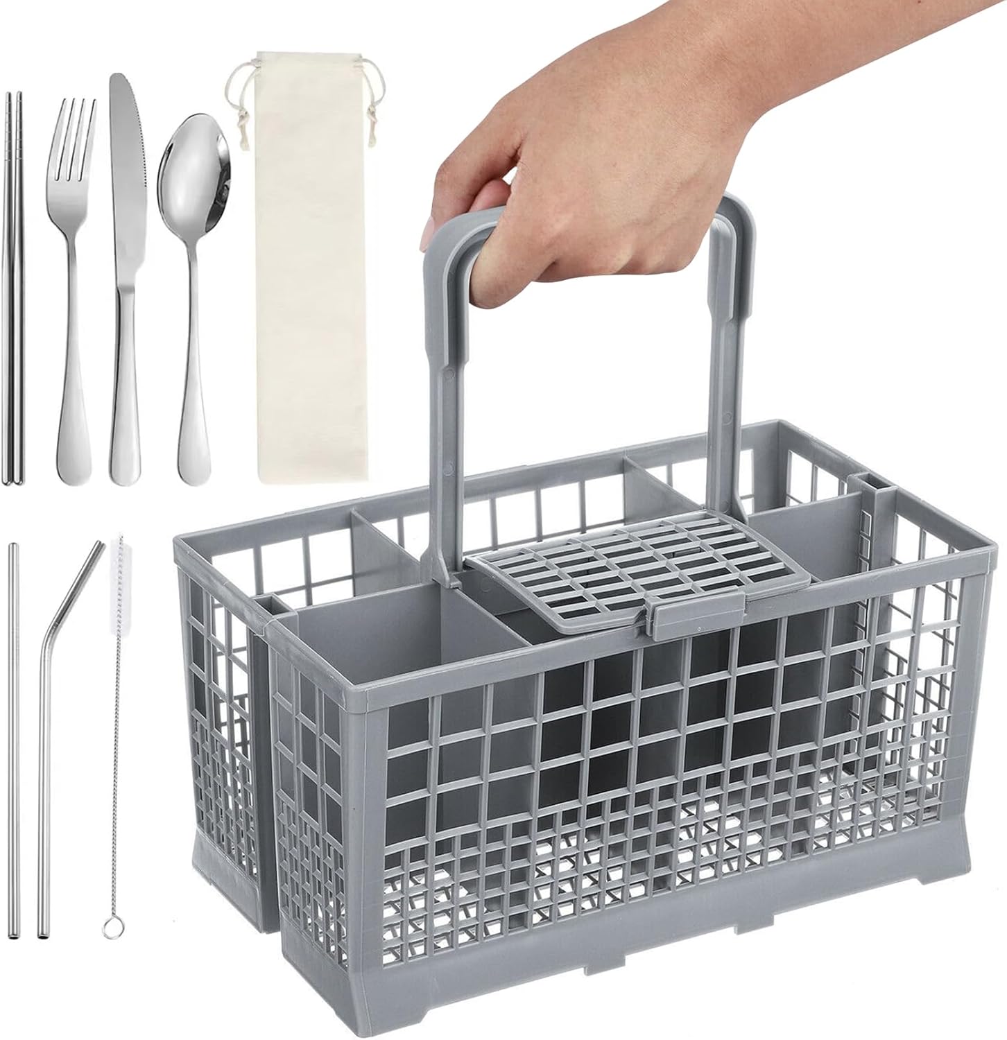 Amazon.com: Dishwasher Silverware Cutlery Basket (9.64 x 5.31 x 5 ...