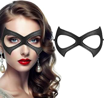 Amazon.com: Tyqour Black Cat Masks Leather Half Cat Eye Mask Masquerade ...