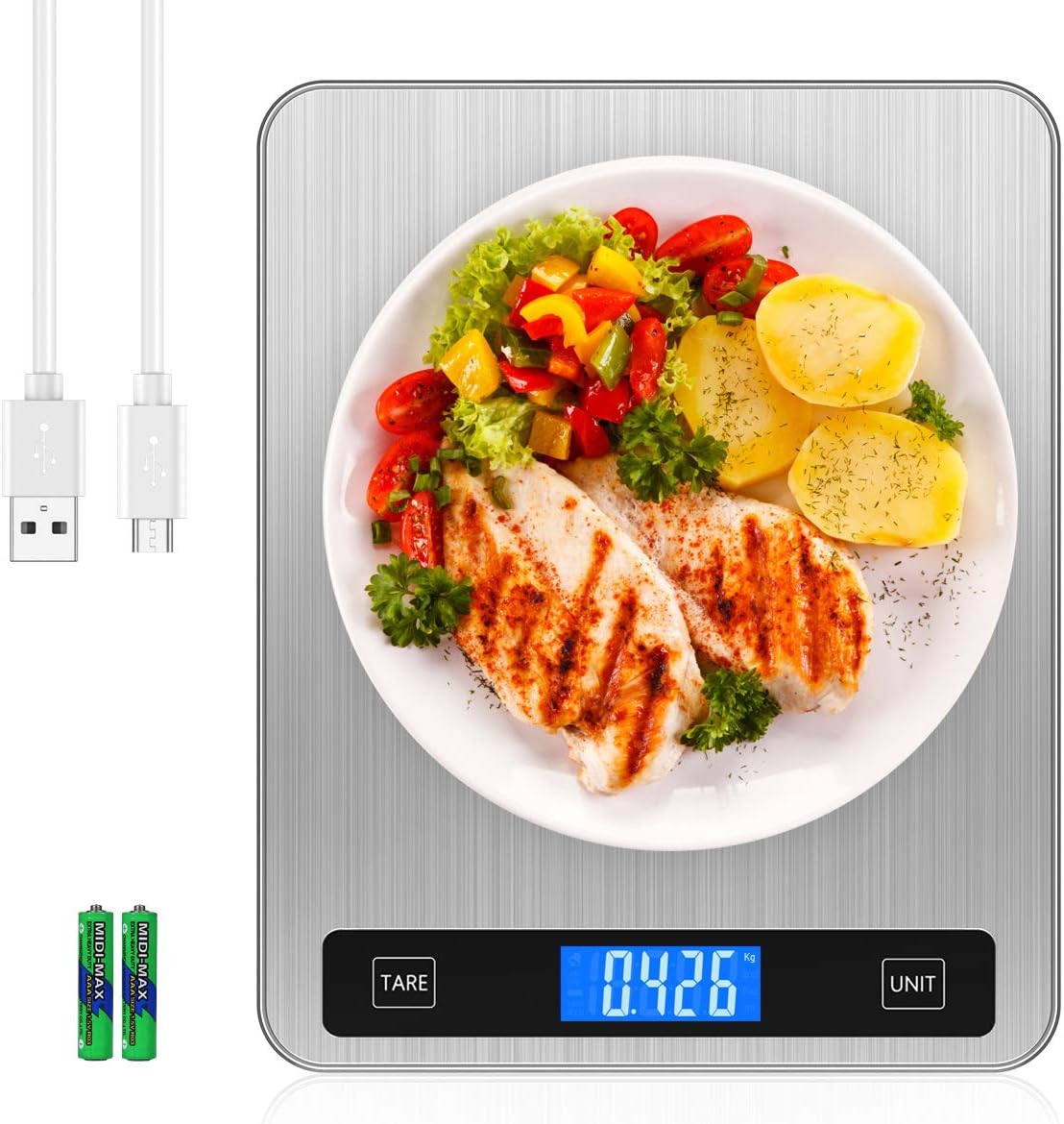 Food Kitchen Scale NEXT-SHINE Rechargeable Digital Scale with LCD ...