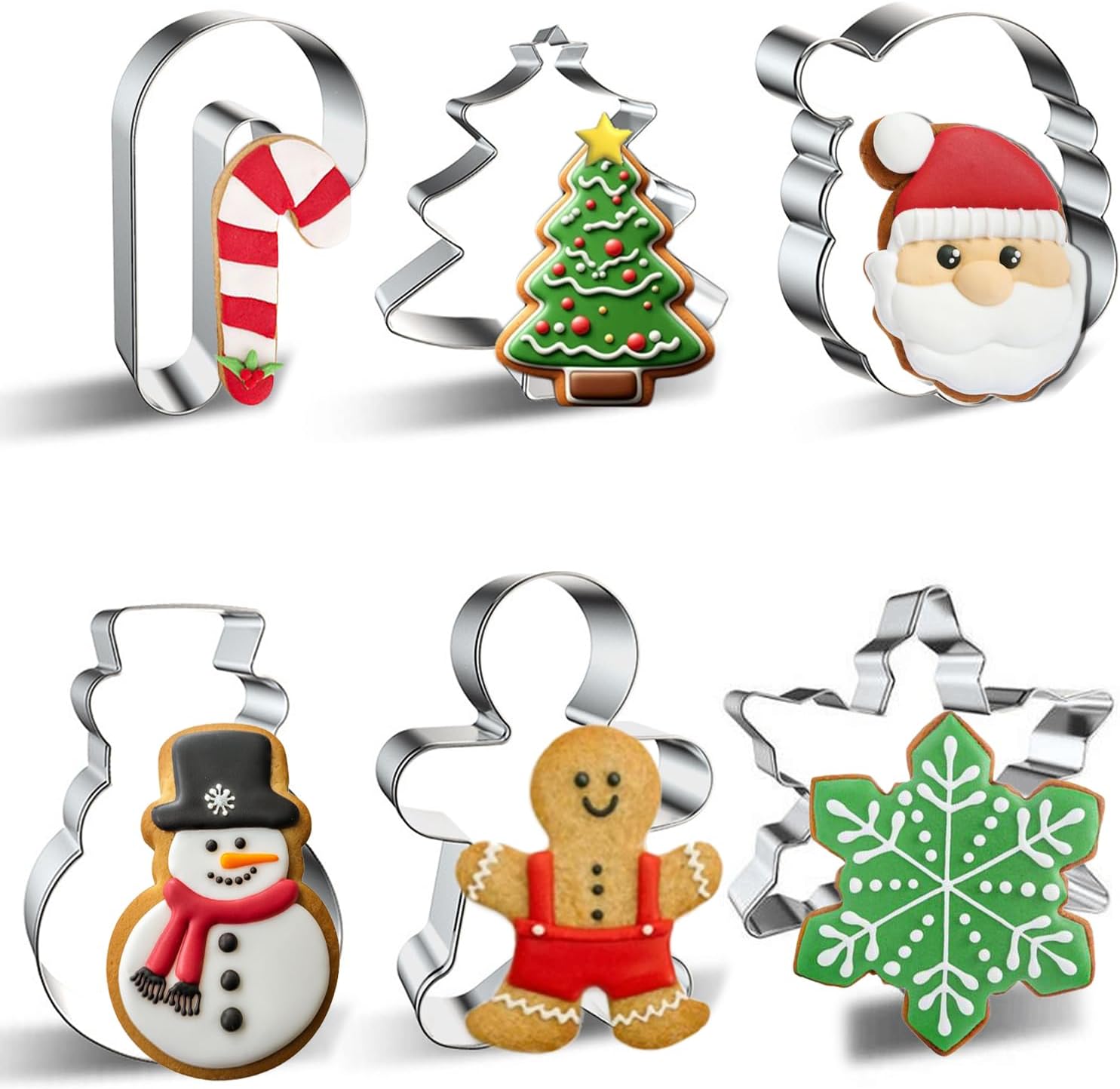 Amazon.com: Christmas Cookie Cutter Set 6 Pieces - Christmas Tree ...