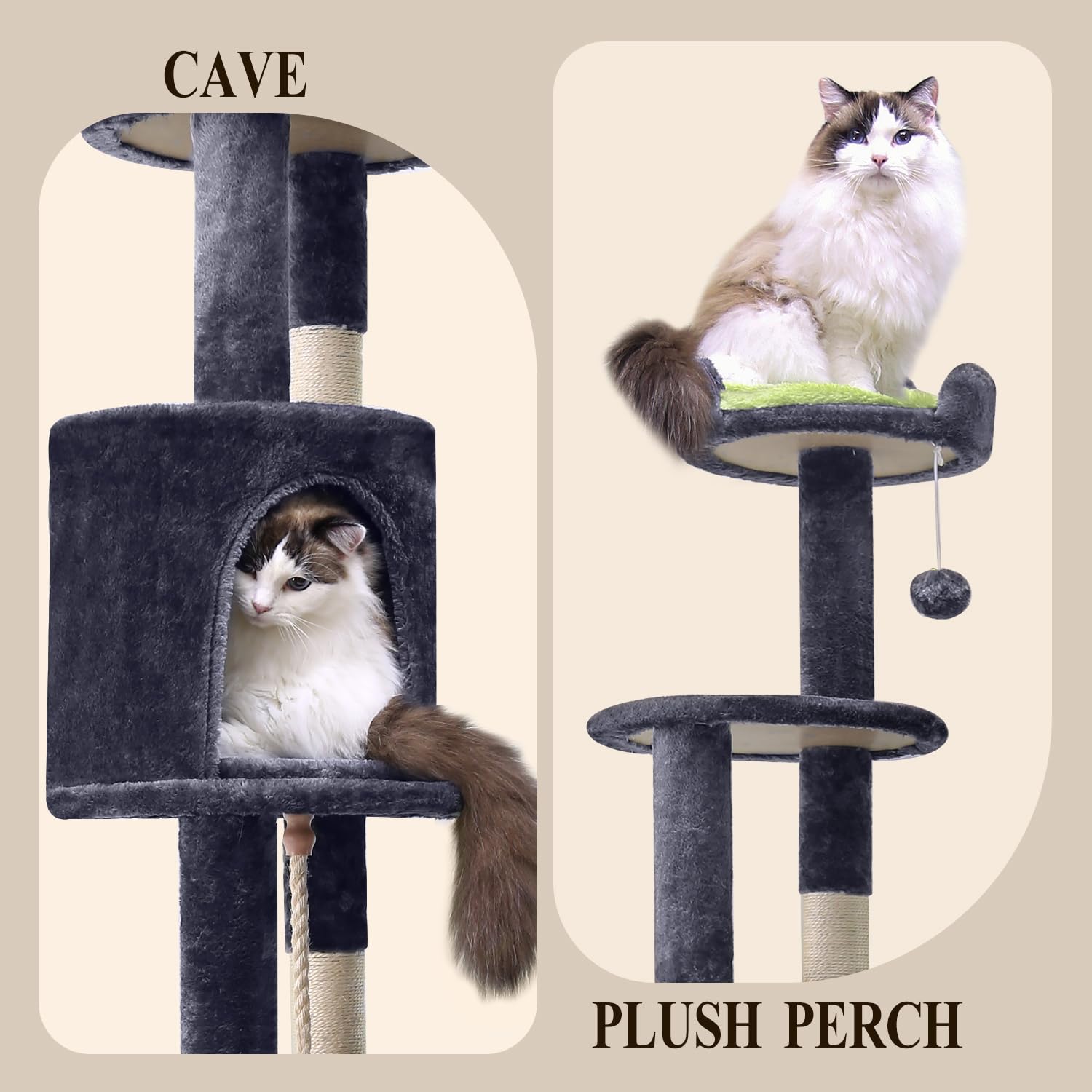 Snapklik.com : Globlazer C81 Tall Cat Tower, Curved Series 81-inch Cat ...
